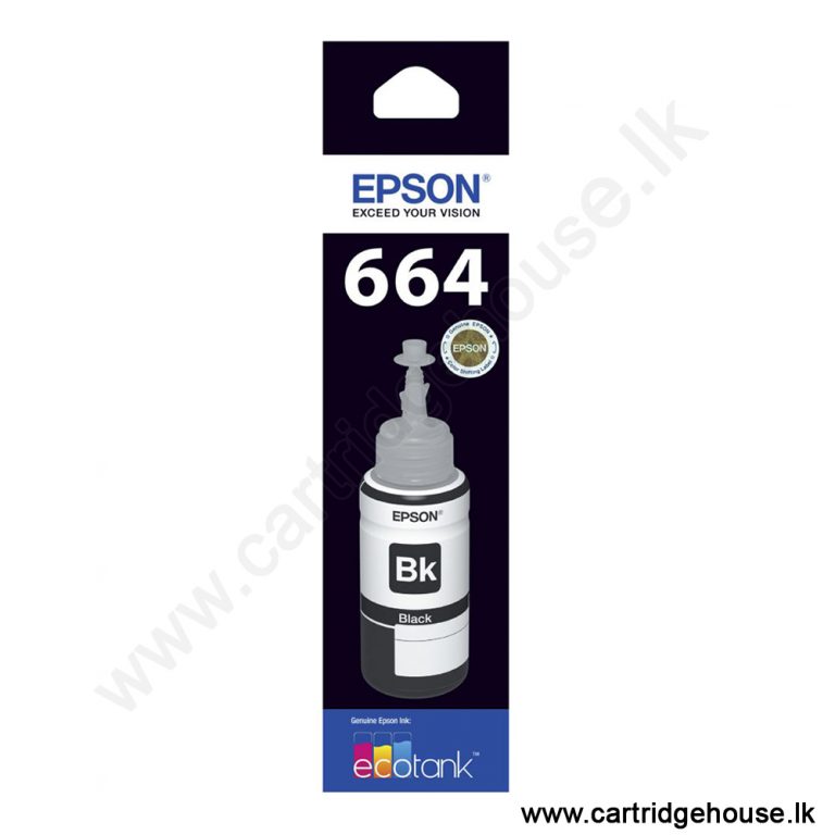 Epson 664 Bk (T6641) Black 70ml Ink Bottle - CartridgeHouse.lk